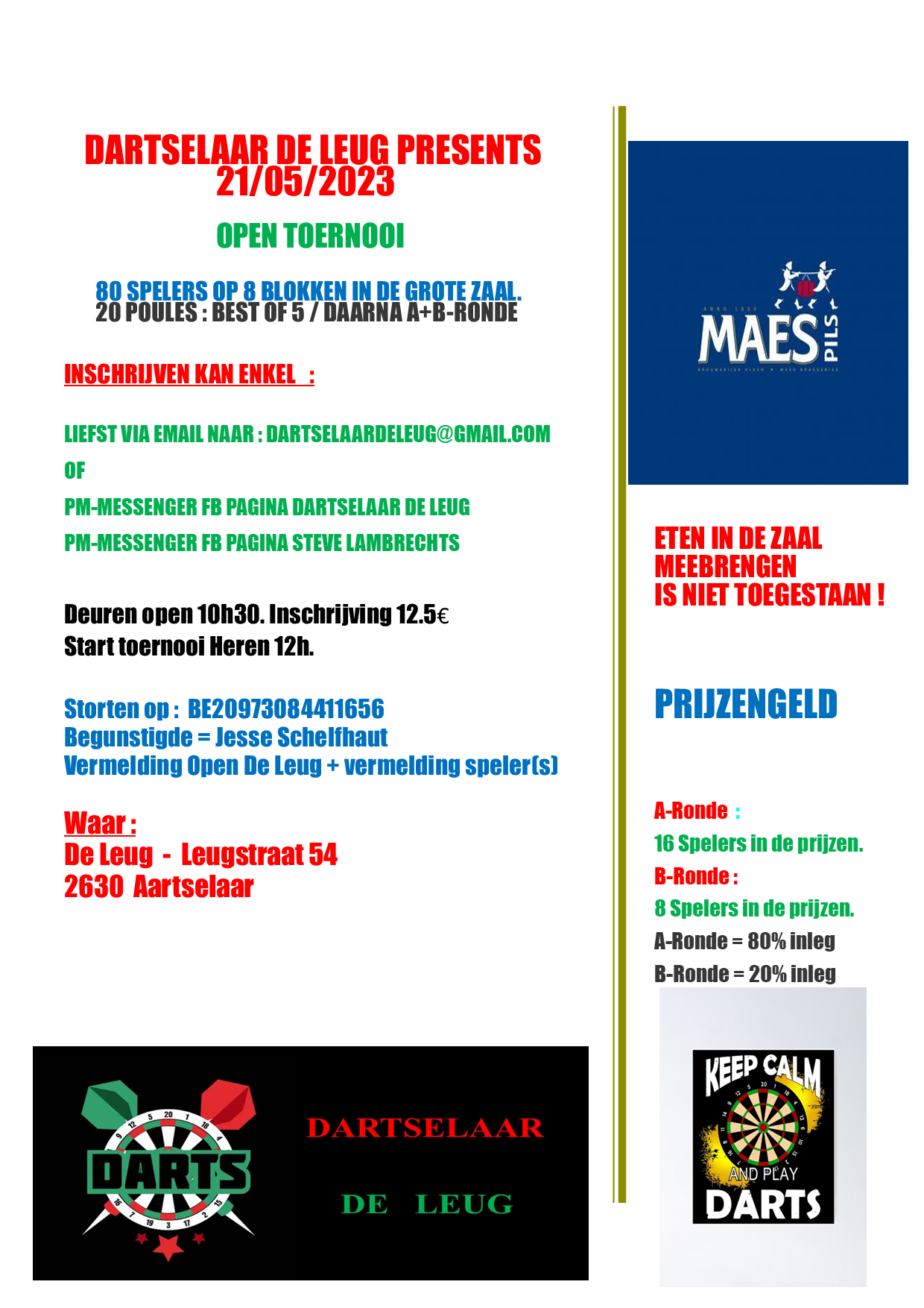 4E OPEN DARTSELAAR DE LEUG - Dartstornooien.be